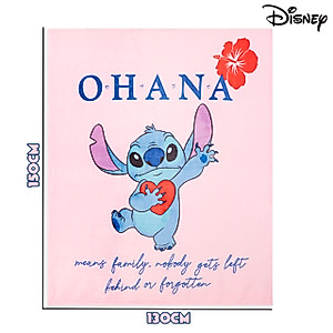 Disney Stitch Fleece Throw Blanket, 59.1” x 51.2” Cozy Bedroom Decor (Pink Stitch)