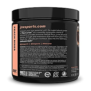 JNX SPORTS The Curse! Pre Workout Supplement - Energy & Focus, Enhanced Blood Flow - Vegan Nitric Oxide Booster with Creatine & Caffeine | Peach Rings | 50 SRV
