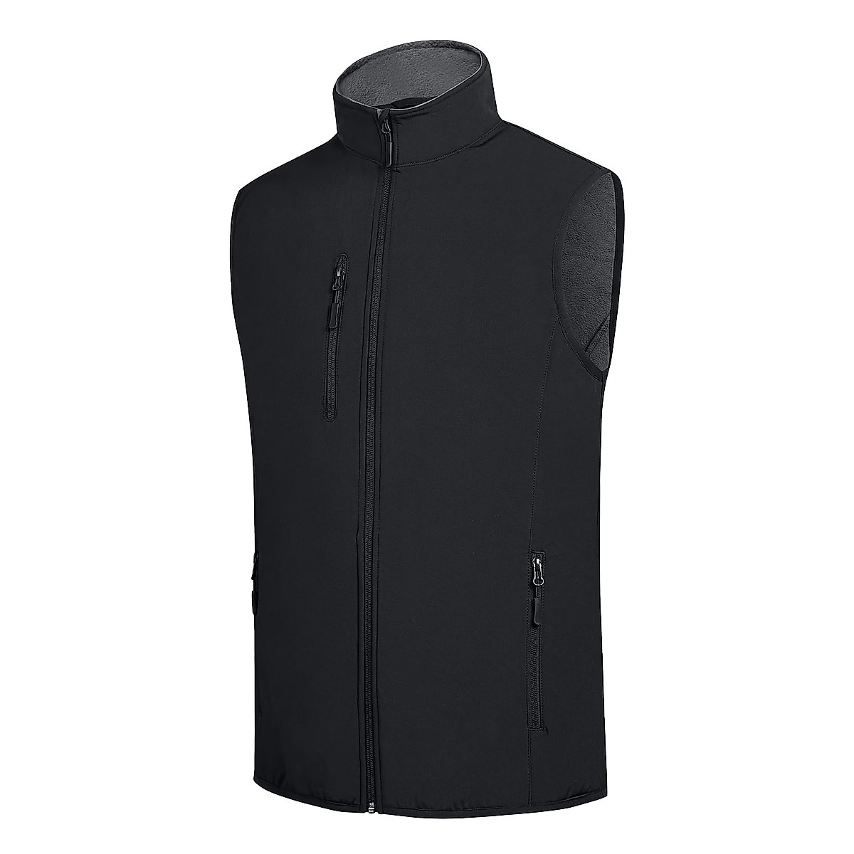 fit space Men's Lightweight Vest Softshell Sleeveless Windproof Jacket with Zipper Pcoket Cycling Travel Hiking Running Golf (Black, Large)