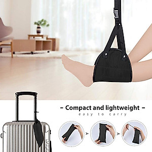 Footrest Hammock for Travel Airplane Office Home | Mini Portable Travel Flight Carry-on Accessories (+ Black Sleep mask)