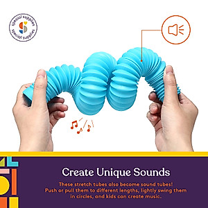 Special Supplies 8-Pack Fun Pull and Stretch Tubes for Kids - Pop, Bend, Build, and Connect Toy, Provide Tactile and Auditory Sensory Play, Colorful, Heavy-Duty Plastic (Huge)
