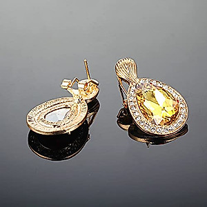 FUNOJOY Gold Jewelry Sets for Women Wedding Teardrop Crystal Necklace and Earrings Bracelet Rings Set Costume Jewelry for Prom Wedding