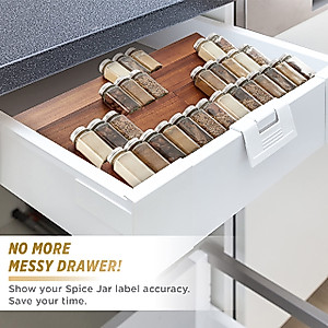 Tinamo Wood Spice Drawer Organizer - Acacia Wooden Tray Spice Racks Organizer for Cabinet Storage Shelf - 4 Tier Spice Rack Organizer for Drawer 32 Jars (Pack 4)