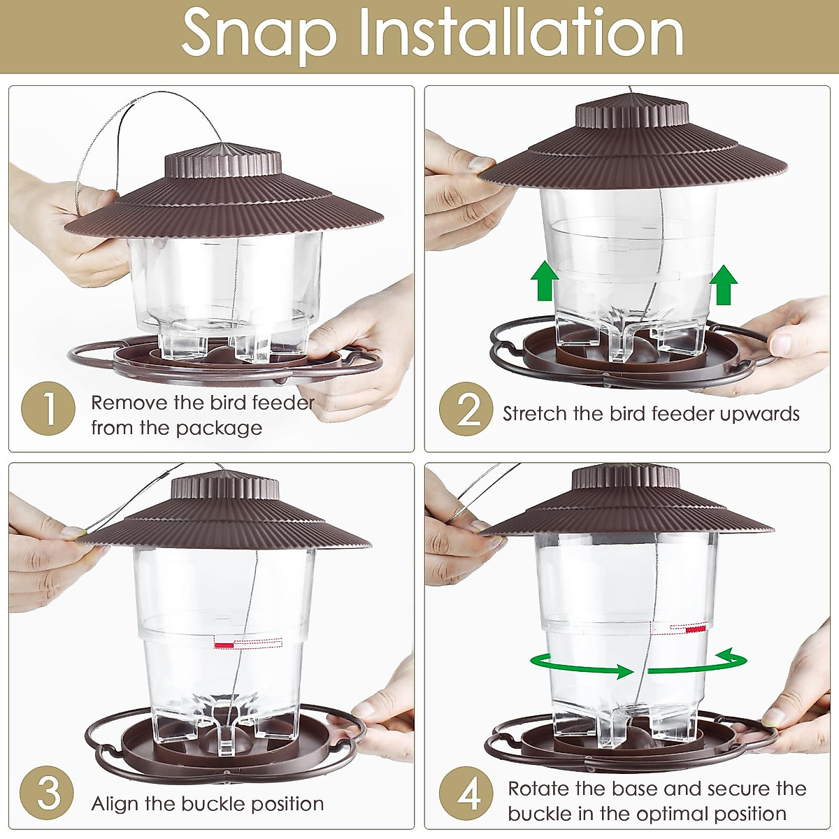 Samhe Bird Feeders for Outside, Squirrel Proof Waterproof 2.2 Lbs Capacity Easy to Fill, Retractable Wild Bird Feeders for Outdoors Hanging, Yard Garden Decoration