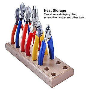 Plier Organizer Pine Wood Display Stand Base Wooden Cutter Holder Rack 16 Holes for Storage