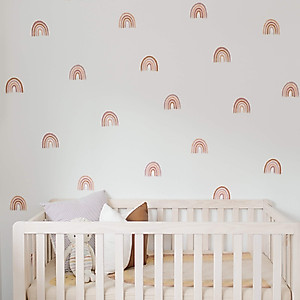 Modern Maxwell Wall Art Decals for Girls Nursery, Bedroom, Living Room “Rainbow Boho” Dot Room Sticker 32 Pieces