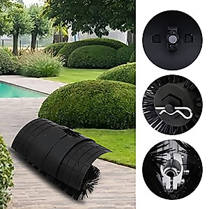 Fetcoi Brush Couple Shaft Attachment for Outdoor Hand Broom Sweeper, Nylon Rolling Brush Head with Debris Shield, Mounting Hole 26mm, Inner Shaft 9 Teeth