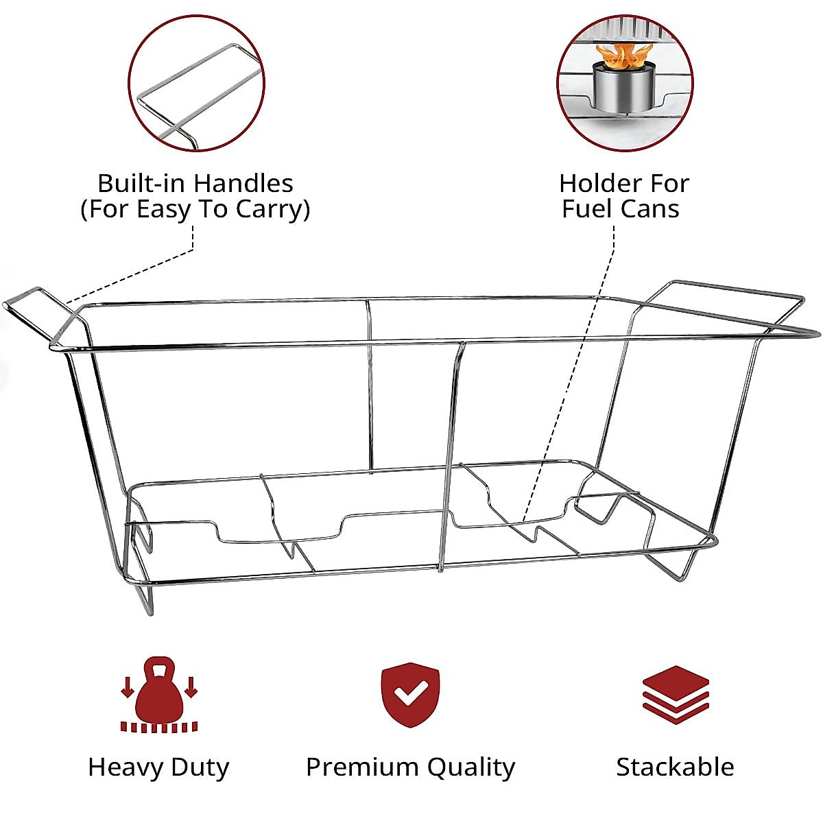 6 Pack Chafing Wire Rack Buffet Stand Chrome Frame for Events, Parties, Wedding, & Birthday Party Catering, Full Size Chafing Stand for Dish Serving Trays, Food Warmer Catering Supplies