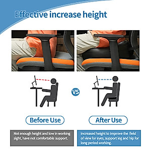 YOUFi Leather Seat Cushion Extra-Thick Booster - Perfect for Office Chair to Rise Height - Full Filling for Support - with Breathable Cover, Handle and Buckle - Relieves Back Pain – 18"x16"x6"