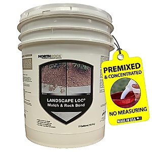 Landscape Loc Mulch & Rock Bond - Landscaping Glue, Locks Mulch, Rock, & Gravel in Place, Ready to Use, No Mixing, Fast-Drying, Strong, Sprayable, Adhesive, Binder, and Stabilizer, (5 Gallon, 1)