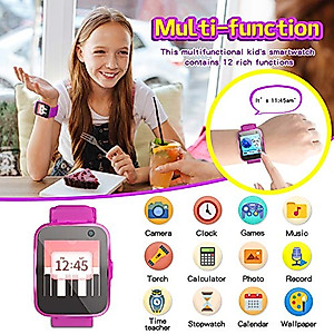 Yehtta Kids Smart Watch Toys for 4-10 Year Old Girl Toddler Watch Purple Multi Functional Watch for Kids with Selfie-cam Birthday Gifts for 4-10 Year Old Girl Touch Screen Rechargeable Watch
