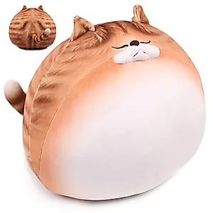 ARELUX 19.6In High Chubby Cat Plush Pillow, Cute Fat Kitty Cat Stuffed Animal Soft Kitten Adorable Hugging Pillow Anime Plushies,Funny Toy Birthday for Adults Friends