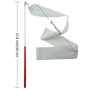 FAZHBARY 2 Pack Silvery Rhythmic Gymnastics Wands Praise Dancing Streamers for Kids Baton Twirling Talent Shows Artistic Dancing