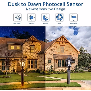 Outdoor Lamp Post Light Fixture with Pier Mount Base,Modern Post Lantern Light Dusk to Dawn Pole Lights Outdoor for Patio,Garden,Backyard,Pathway,Water Ripple Glass,7"W x 17.7"H Waterpoof NO BULB