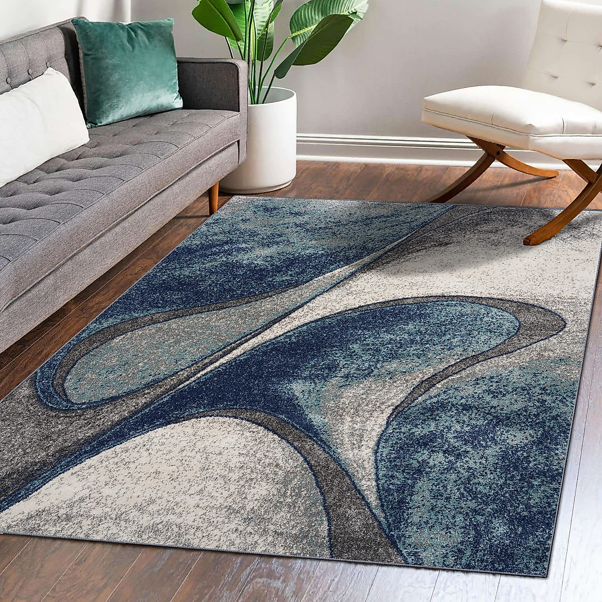 LUXE WEAVERS Tower Hill Abstract Blue 5x7 Area Rug