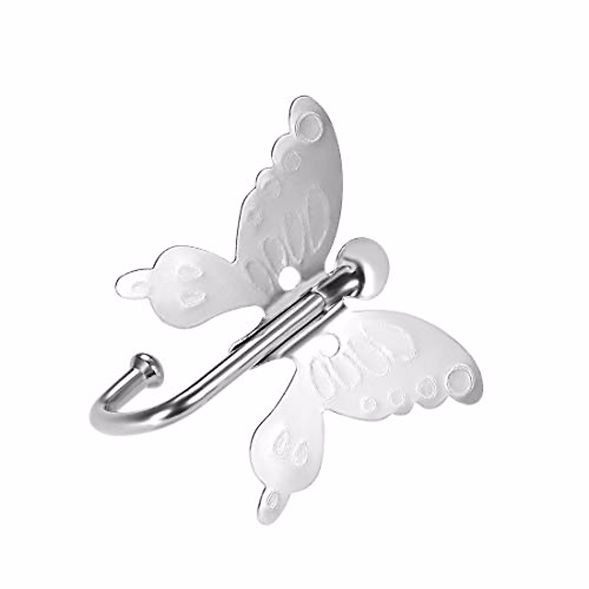 uxcell 10Pcs Wall Mounted Hook Robe Hooks Butterfly Style Single Clothes Hanger, Zinc Alloy, Silver