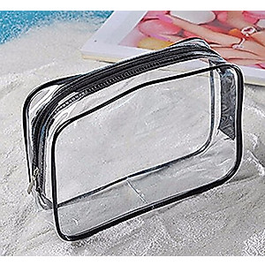 mkki 3pcs Clear Portable Makeup Cosmetic Toiletry Travel Bath Wash Storage Bag Transparent Waterproof Pouch Organizer Make Up Bag