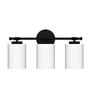 GZBEINI Black Bathroom Vanity Fixture,Farmhouse Bathroom Light FixturesOver Mirror,3 Light Modern Bathroom Lighting,Bathroom Vanity Light Fixtures Above Mirror with Milk White Glass Shade
