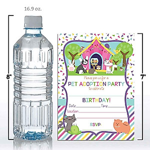 Plush Stuffed Animal Adoption Themed Birthday Party Invitations for Kids, 20 5x7 Fill In Cards with Twenty White Envelopes by AmandaCreation