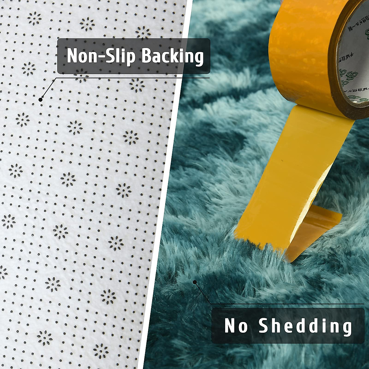 DweIke Fluffy Modern Area Rugs for Living Room Bedroom, 3x5 ft Plush High Pile Rug for Kids Girls Room Nursery Home Decor, Upgrade Non-Slip Girls Bedroom Soft Indoor Rug, Tie-Dyed Peacock Blue