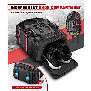 NICECNC Motorcycle Helmet Backpack 35L Large Capacity Motorcycle Helmet Bag, Universal Motorcycle Riding Backpacks for Men Motorcycle Lugguge Storage Bag with Hidden Helmet Net, Red