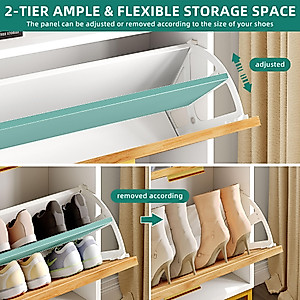 YITAHOME Shoe Cabinet with 2 Flip Drawers for Entryway, Large Shoe Storage Cabinet with Shoe Storage Bench, Hidden Narrow Shoe Rack with Door Shoe Storage Organizer for Living Room, White