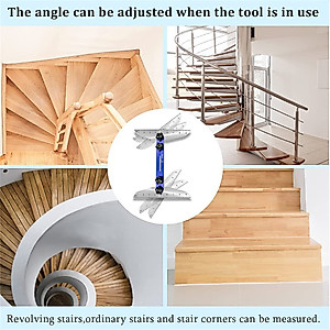 RUNAAJA Stair Tread Template Tool Stair Tread Gauge Stair Tread Jig Stair Gauge Treads Step Riser Kit Spiral Staircase Kit for Stair Stringer Risers Layout