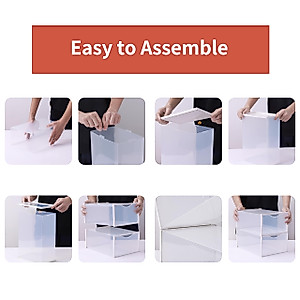 12 Pack Shoe Storage Bins, Clear Plastic Stackable Shoe Organizer for Closet, Space Saving Foldable Shoe Rack, Shoe Box Sneaker Holder Container