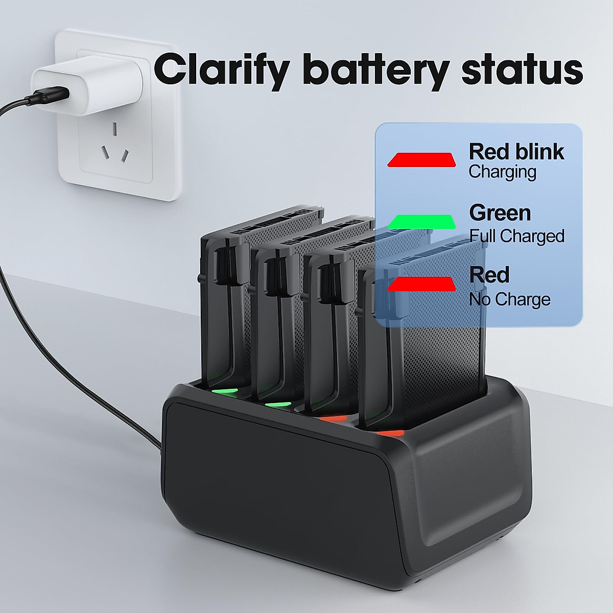 Battery Charger for Zebra Symbol TC70 TC72 TC75 TC77 TC700h TC700k TC720l TC75x TC75EK TC75AH TC75GK TC700H TC700K TC77HL, 4-Slot Charging Cradle Charging Accessories for Scanner