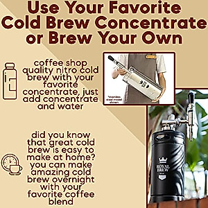 The Original Royal Brew Nitro Cold Brew Coffee Maker - Gift for Coffee Lovers -128 oz Extra Large Home Keg, Nitrogen Gas System Coffee Dispenser Kit - Use Nitrogen or Nitrous Oxide