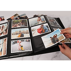 RECUTMS Photo Album 600 Pockets Leather Cover Black Pages Big Capacity for 4x6 Photos Book Hardcover Wedding Gift Valentines Day Present Family Baby Albums