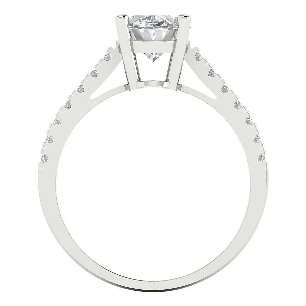 Clara Pucci 2.71 ct Oval Cut Solitaire with accent Moissanite Diamond Designer Unique Bridal Engagement Ring 14k White Gold 6