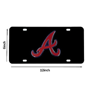 New Brand 1 Pack Aluminum Alloy License Plate for Braves with 3D Emblem（4 Holes）