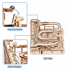 ROKR 3D Wooden Puzzles Marble Run Set - Mechanical Model Kit for Adults DIY Roller Coaster Toys Gifts for Boys/Girls (Marble Parkour)