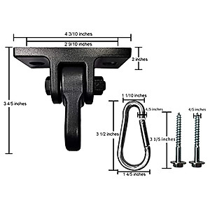 ABUSA Heavy Duty Black Swing Hangers Screws Bolts Included Over 5000 lb Capacity Playground Porch Yoga Seat Trapeze Wooden Sets Indoor Outdoor 2 Pack