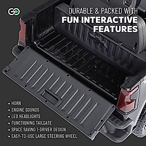 12V Chevy Silverado Ride On Truck with HIGH Speed Mode (5 MPH) & Parent Remote Control, Kid's Battery Powered Licensed Electric Vehicle, LED Lights, Real Tailgate, & Truck Sounds, by ReadyGO - Black