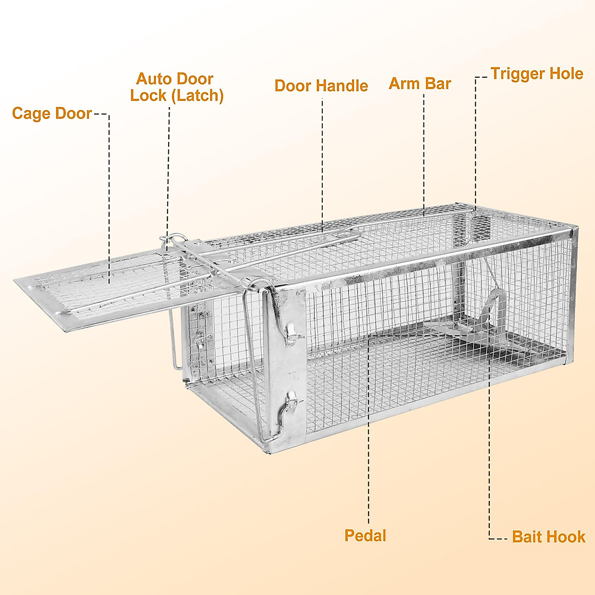 Moclever Humane Rat Trap Rat Trap Cage Humane Live Rodent Trap Cage Live Rat Trap Galvanized Iron Mice Mouse Control Bait Catch w/Detachable U Shaped Rod-10.7"X 5.4"X 4.4"-3PCS