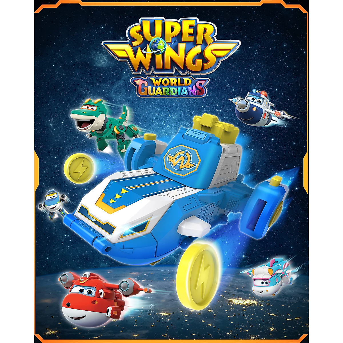 Super Wings Mini World Aircraft Playset, Includes 2" Transform-a-Bot Jett and Gold Coins & Parcels, Preschool Educational Learning Toys for Age 3+, Birthday Gifts for Kids