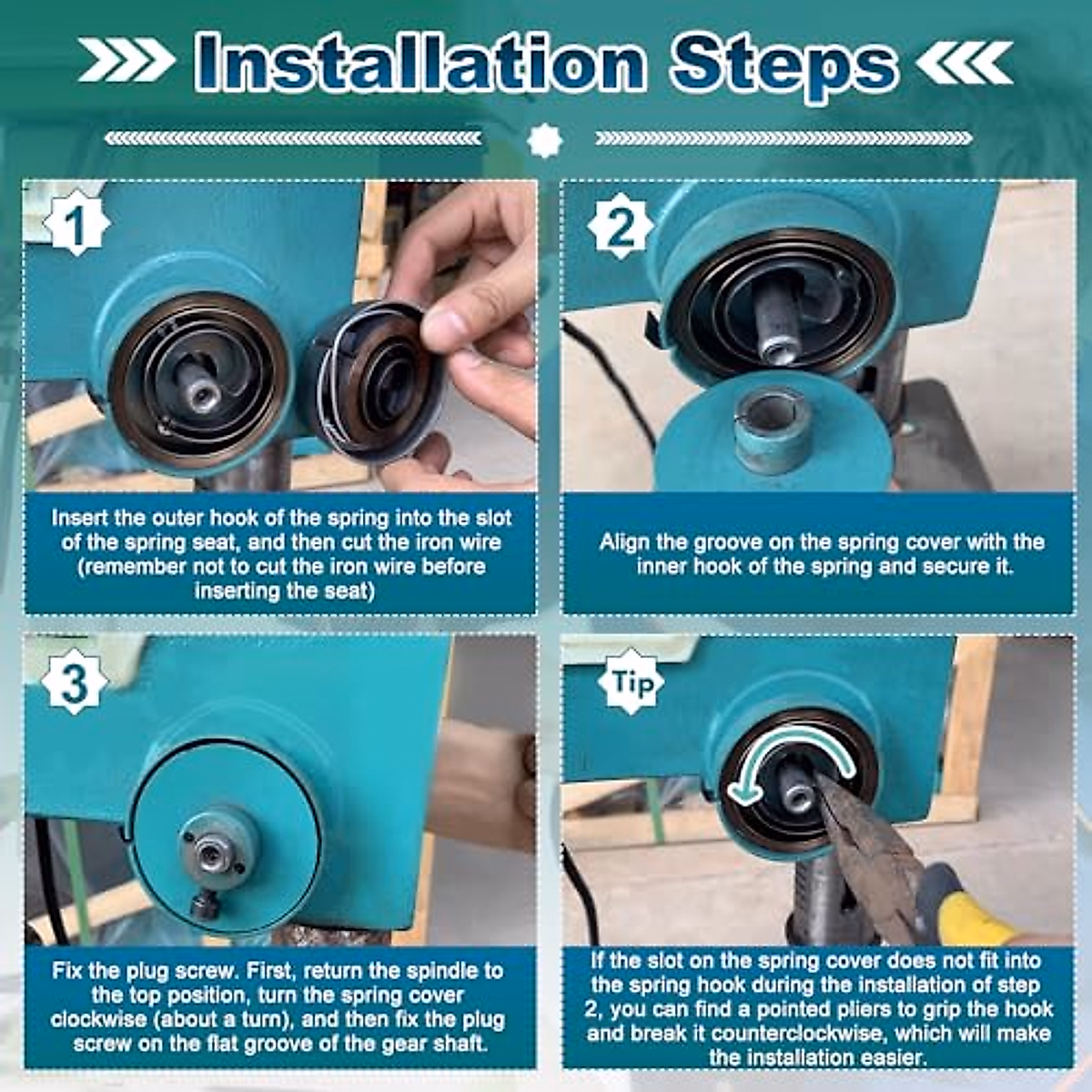 MroMax 3Pcs Drill Press Spring, 0.03" x 0.31" x 39.37" Quill Spring Feed Return Coil Spring Assembly, 0.8 x 8 x 1000mm Drill Press Spring Spring Steel Chemical Blackening Finish