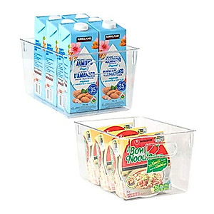 Soko Design 2-Pack Clear Plastic Storage Bins, Storage Container For Pantry | Clear Storage Containers, Stackable Storage Bins | Plastic Storage Bins for Pantry, Fridge Container