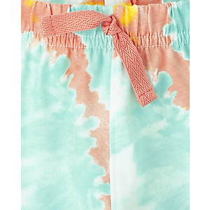 The Children's Place 2 Pack Baby Girls Shorts 2-Pack, Blue/Tie Dye, 9-12 Months