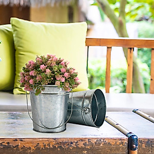 12 Pack Small Galvanized Metal Buckets with Handles, Mini Tin Pails for Party Favors, Succulents, Rustic Home Décor Metal Pail Mini Buckets Party Favors for Kids Crafts Wedding - 4.5 Inches