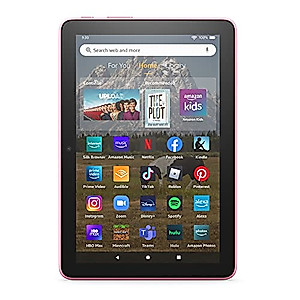 Amazon Fire HD 8 tablet, 8” HD Display, 32 GB, 30% faster processor, designed for portable entertainment, (2022 release), Rose, without lockscreen ads