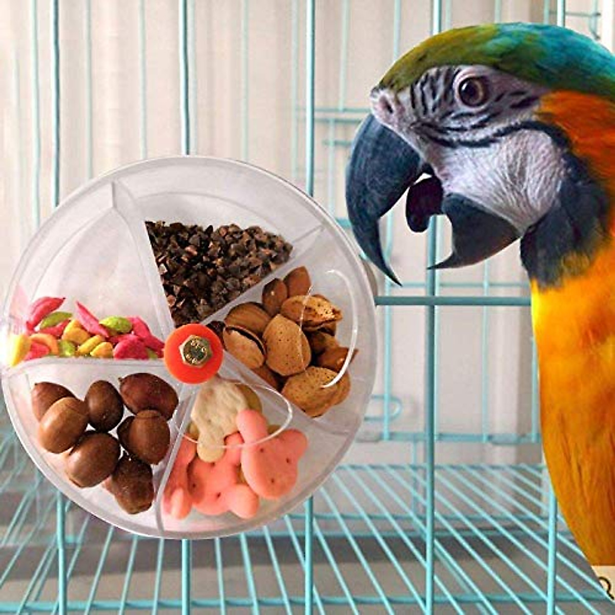 Bird Creative Foraging Toy Seed Food Ball Rotate Wheel for Small and Medium Parrot Parakeet Cockatiel Conure African Grey Cockatoo Macaw Amazon Budgie Lovebird Canary Cage Feeder