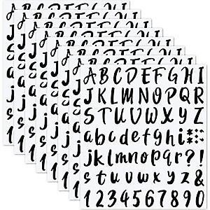 576 Pieces 8 Sheets Graduation Cap Self Adhesive Vinyl Letter Alphabet Number Stickers Mailbox Numbers Sticker, Decals for Classroom Decor, Sign, Door, Business (Black, 1 Inch)