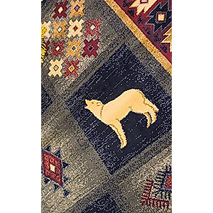 Black Animals Plants Print Pattern Living Room Area Rug Vintage European Style Rustic Rugs Bear Tree Deer Floor Carpet Mat,2'x3'