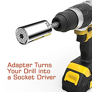 Universal Socket, Self-adjusting Socket Fits Standard 1/4'' - 3/4'' Metric 7mm-19mm, Adapter Socket for Wrench Ratchet & Power Drill, Tools Gifts for Men Him Husband Dad Father DIY Handyman Women