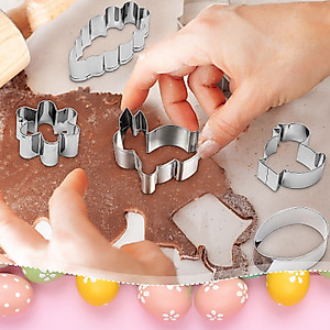Easter Cookie Cutter Set 9 PCS Easter Cookie Cutters Egg Bunny Flower Butterfly Chick Carrot Stainless Steel Biscuit Cutters Fondant Molds for Easter Biscuits