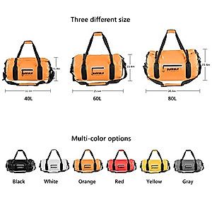 Buffalo Gear Drybag 80L Waterproof Duffel Dry Bag Heavy Duty Duffle Travel Bag for Kayaking, Rafting, Boating, Fishing,Camping, Orange