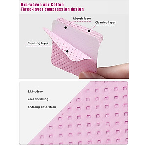 TEOYALL Lint Free Nail Wipes, 400 PCS Non-Woven Fabric Nail Cleaning Pads Pink Lash Extensions Glue Cleaning Wipes Nail Salon Supplies (400 PCS)